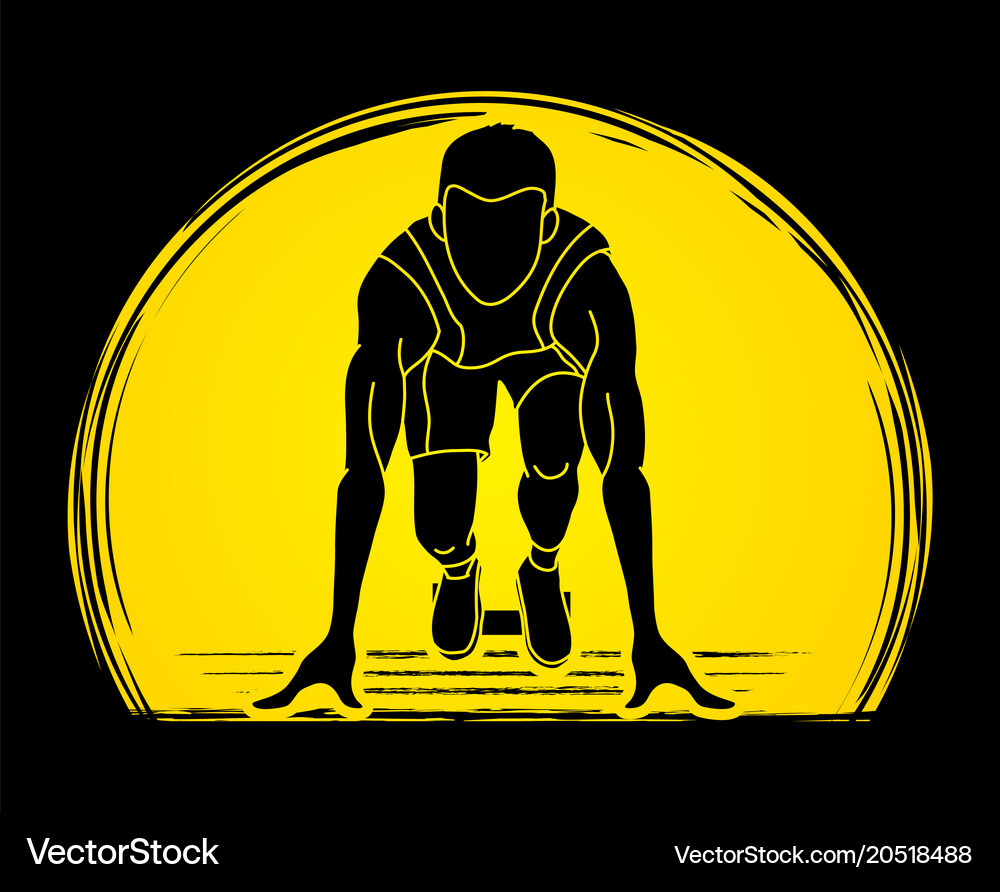 Runners sprinting marathon running Royalty Free Vector Image