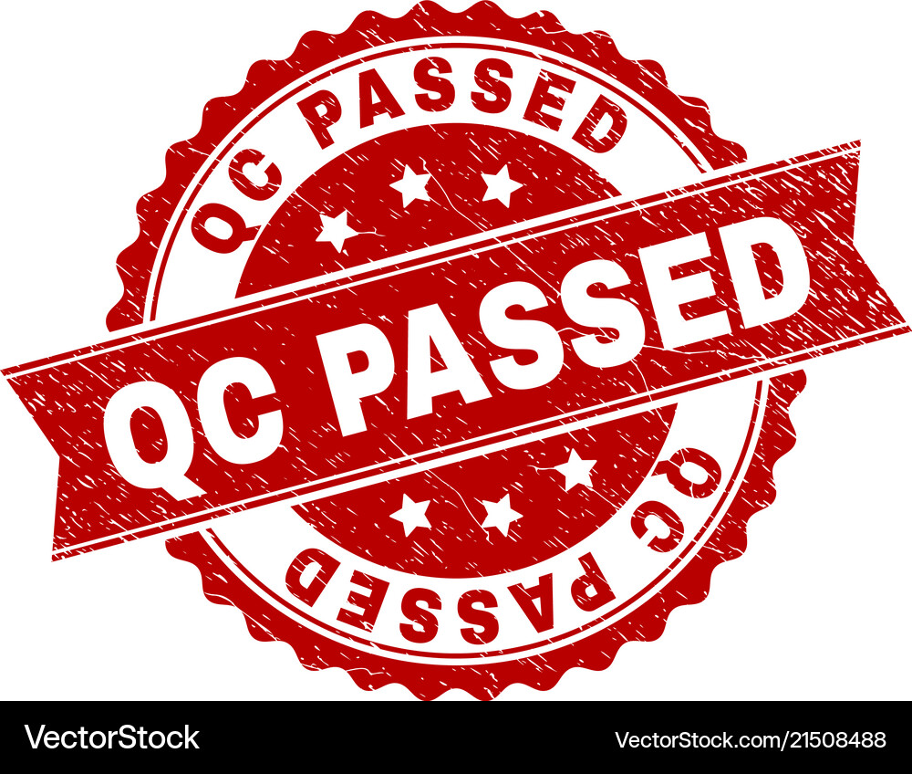 Scratched textured qc passed stamp seal Royalty Free Vector