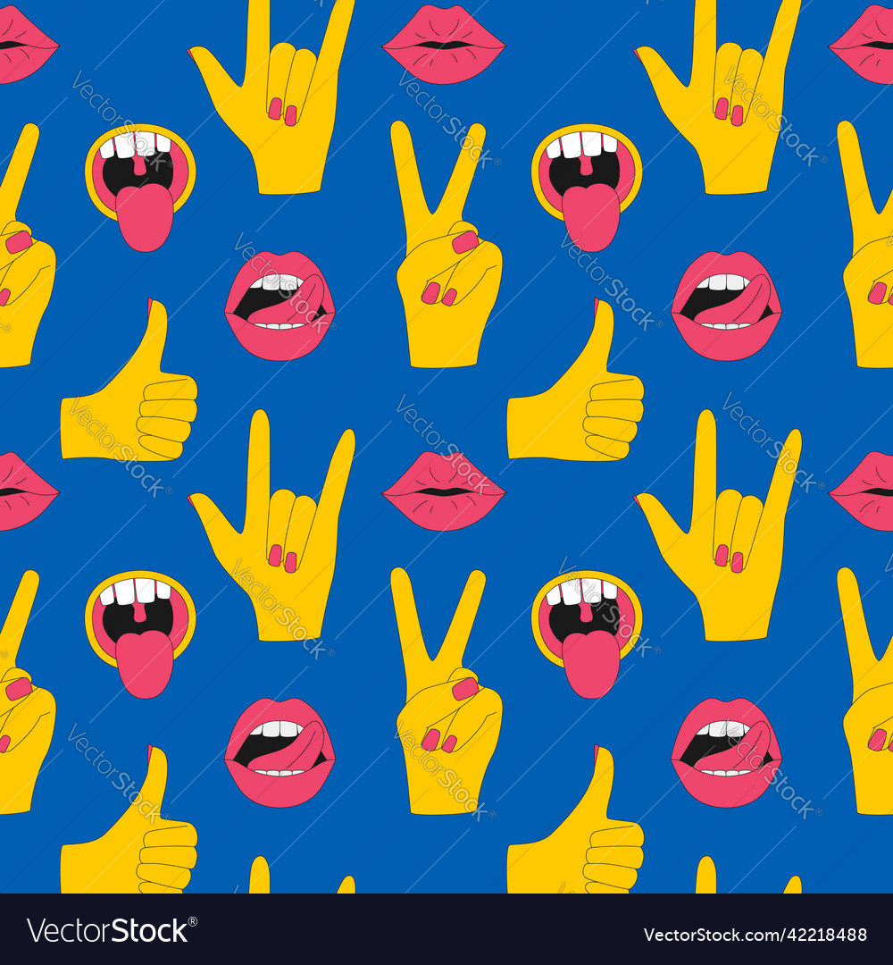 Seamless Pattern With Lips Tongue Sticking Vector Image
