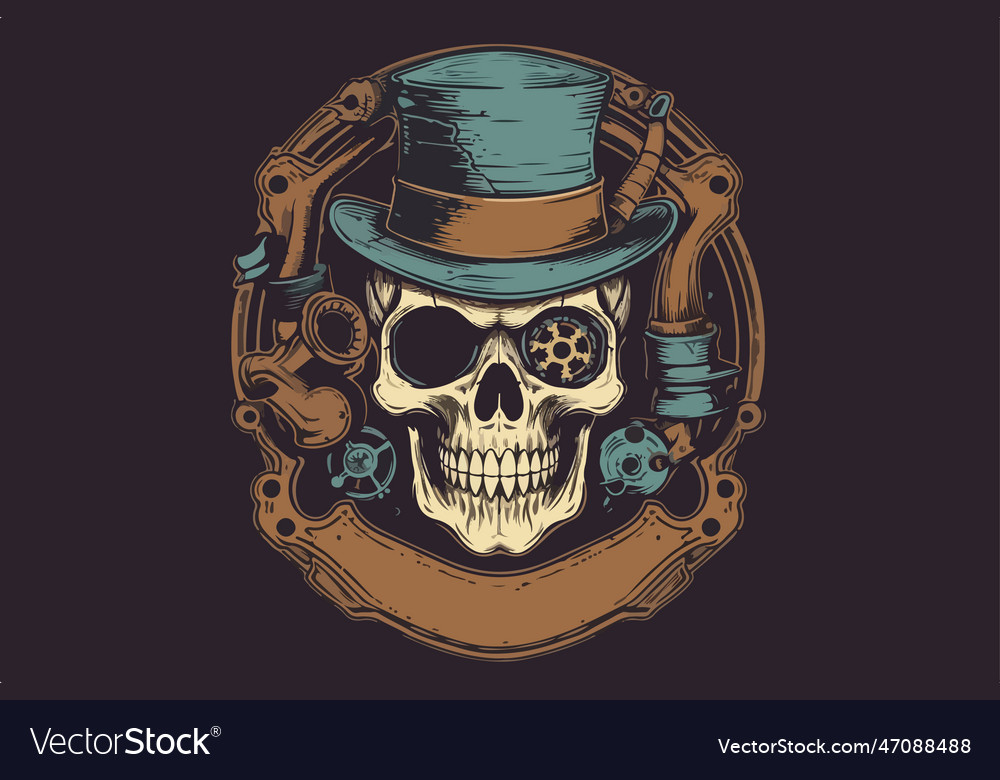 Steampunk skull vintage Royalty Free Vector Image