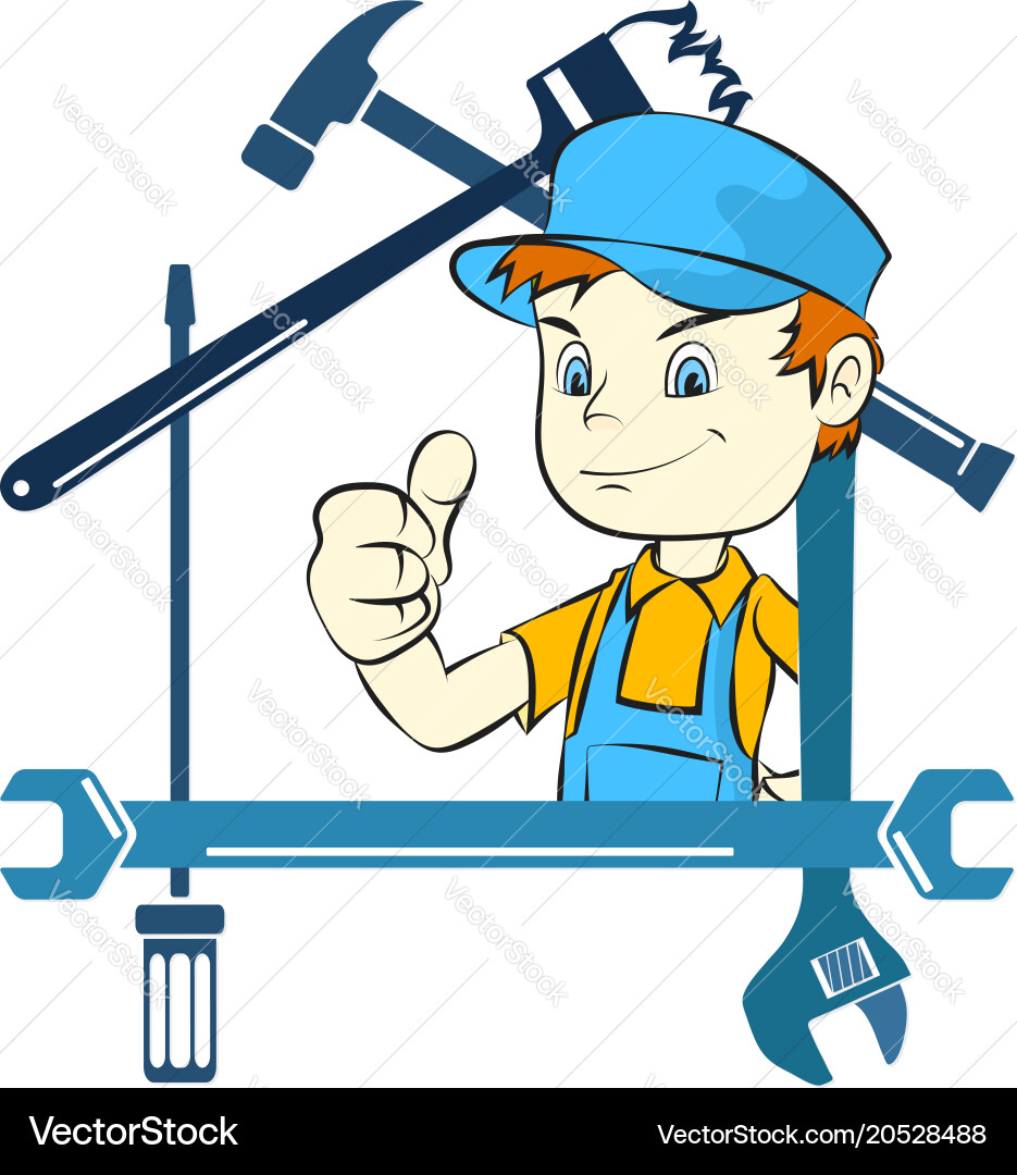 Tool and repairman Royalty Free Vector Image - VectorStock