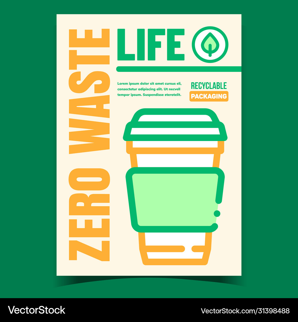 Zero waste life promotional flyer banner Vector Image