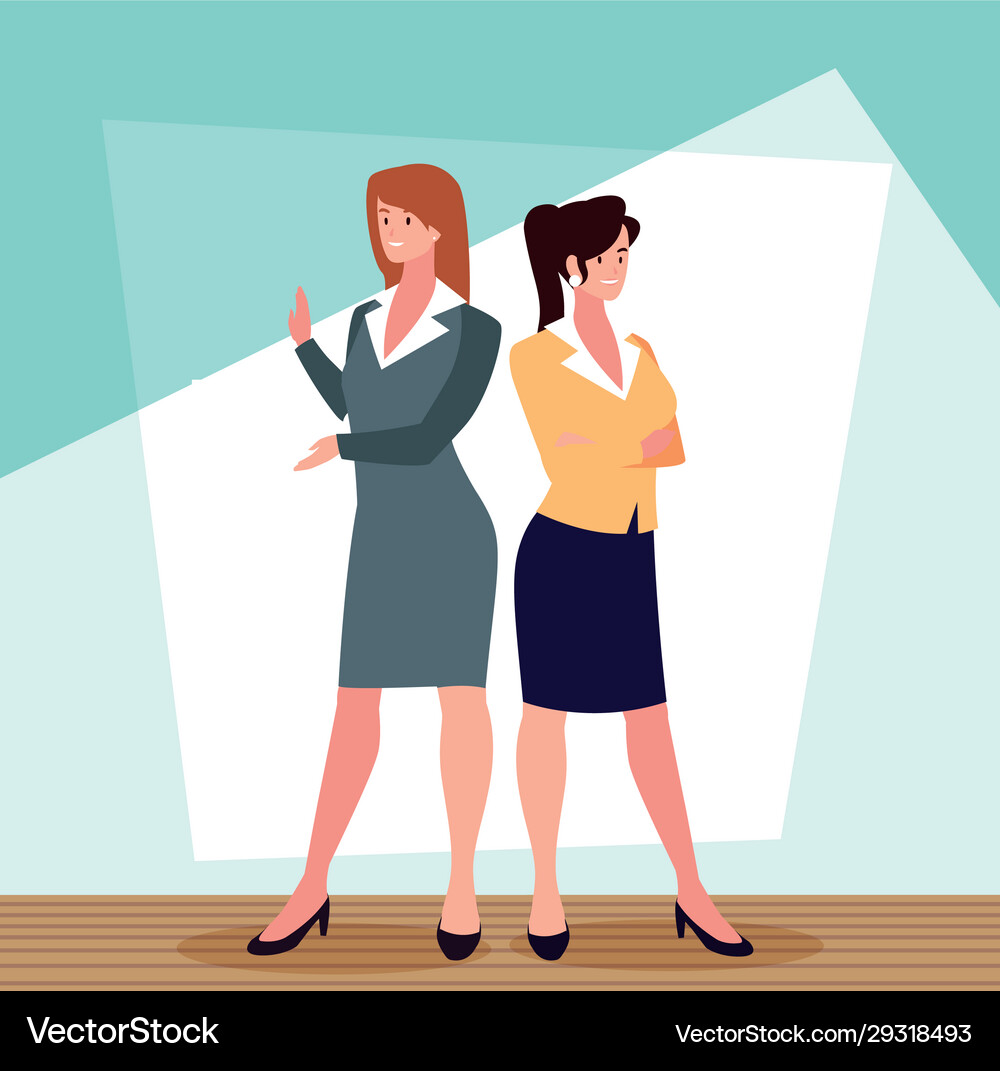 Businesswomen standing in work office Royalty Free Vector