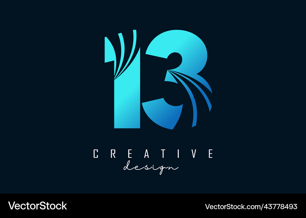 Creative number 13 1 3 logo with leading lines Vector Image