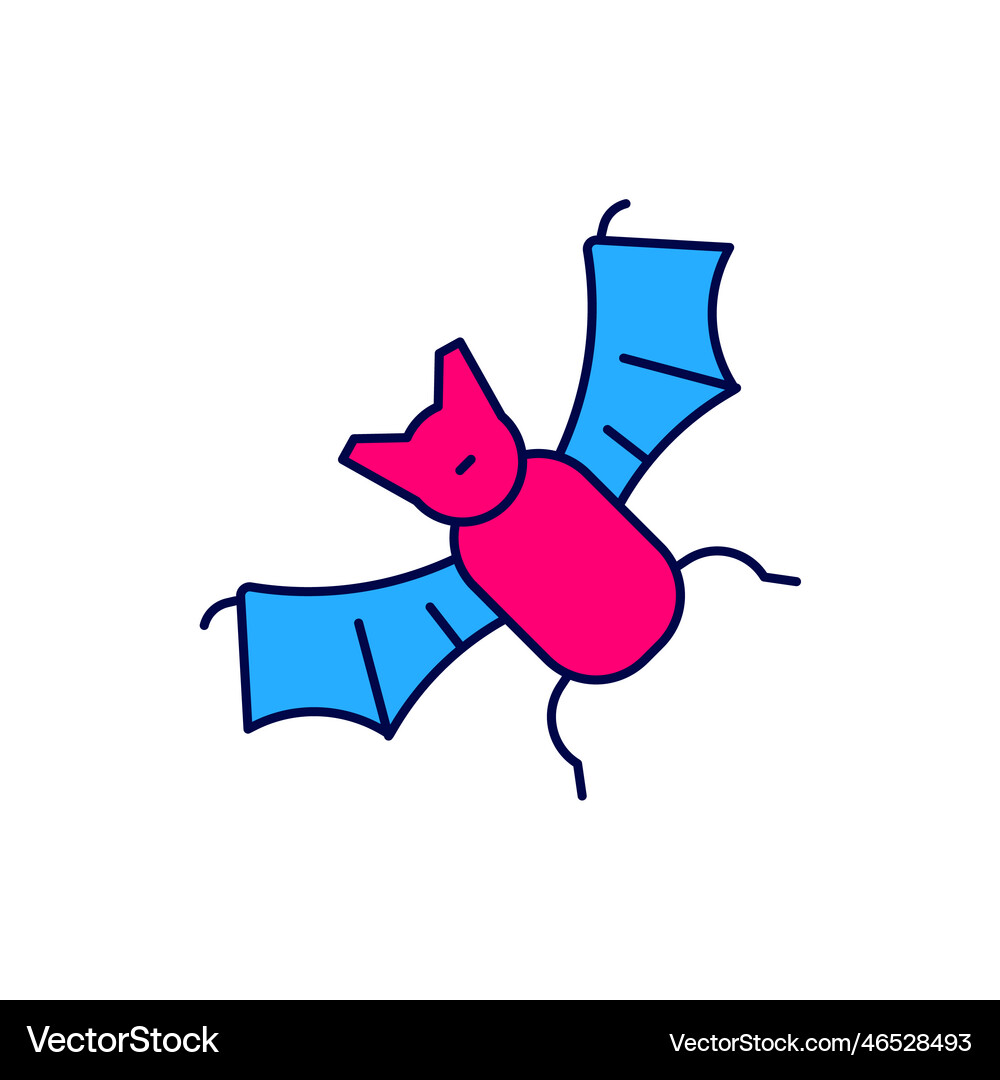 Filled outline flying bat icon isolated on white Vector Image