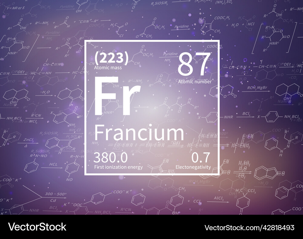 Francium chemical element with first ionization Vector Image