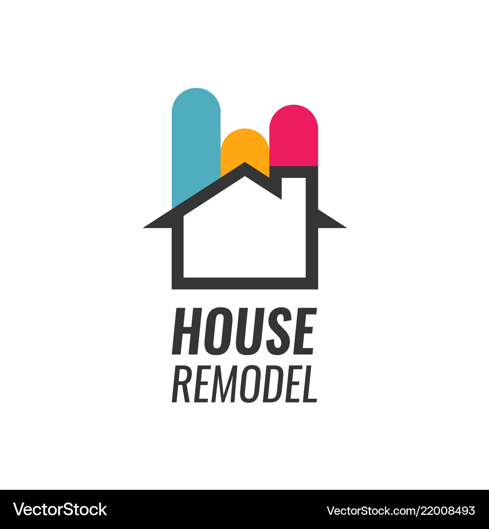 House remodel - logo with silhouette Royalty Free Vector