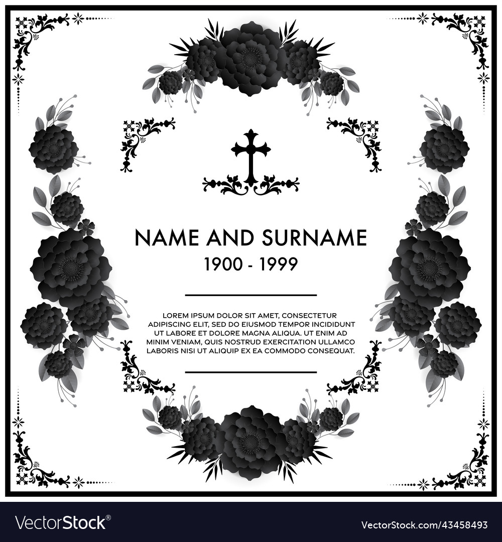 Memorial funeral card templates with flowers Vector Image Memorial funeral card templates with flowers Vector Image