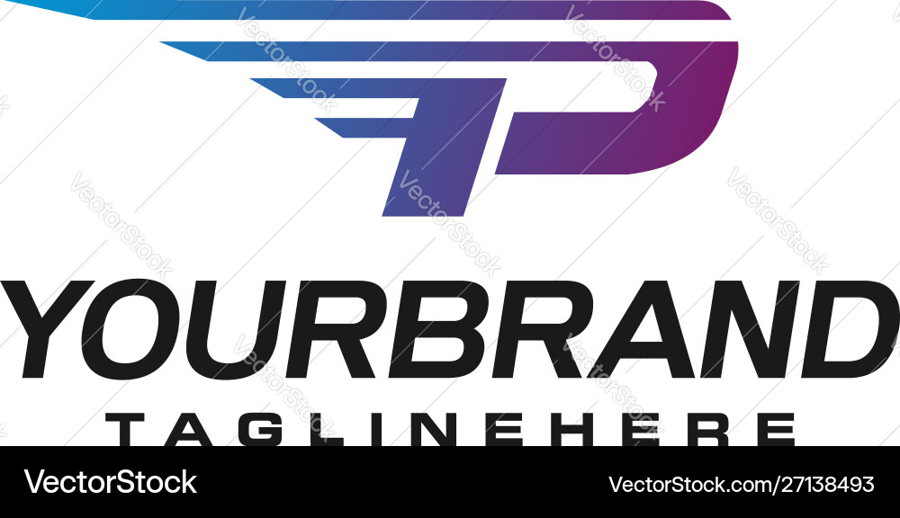 Modern fast letter p logo with speed or moving Vector Image