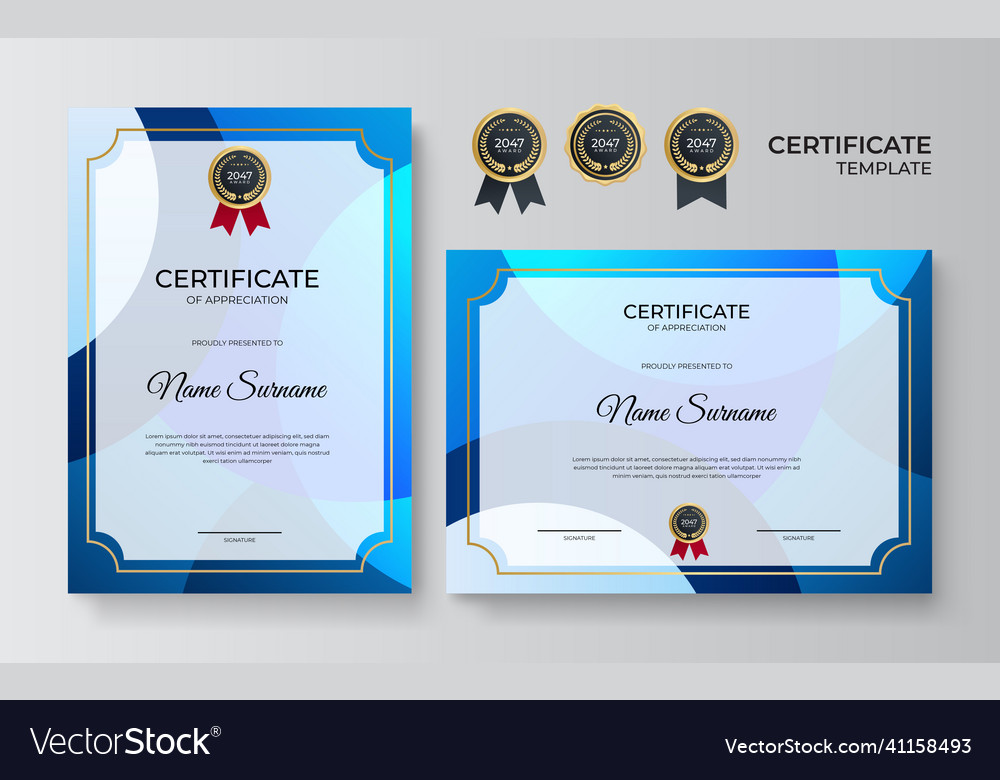 Professional blue certificate template in premium Vector Image Professional blue certificate template in premium Vector Image
