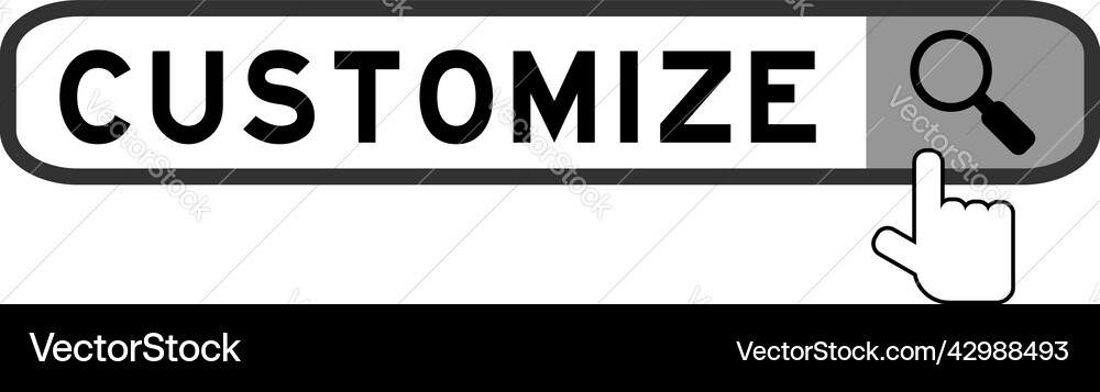 Search banner in word customize with hand over Vector Image