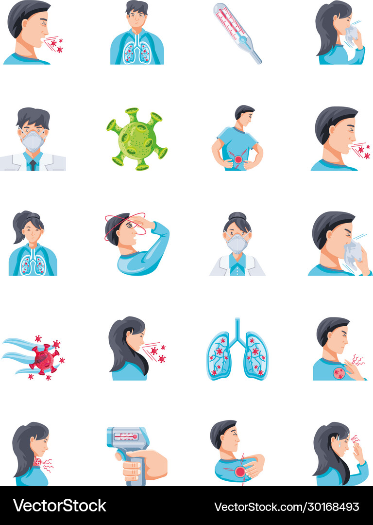 Set icon about on symptoms corona virus Royalty Free Vector