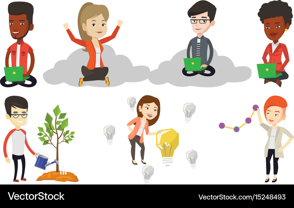 Set of business characters Royalty Free Vector Image