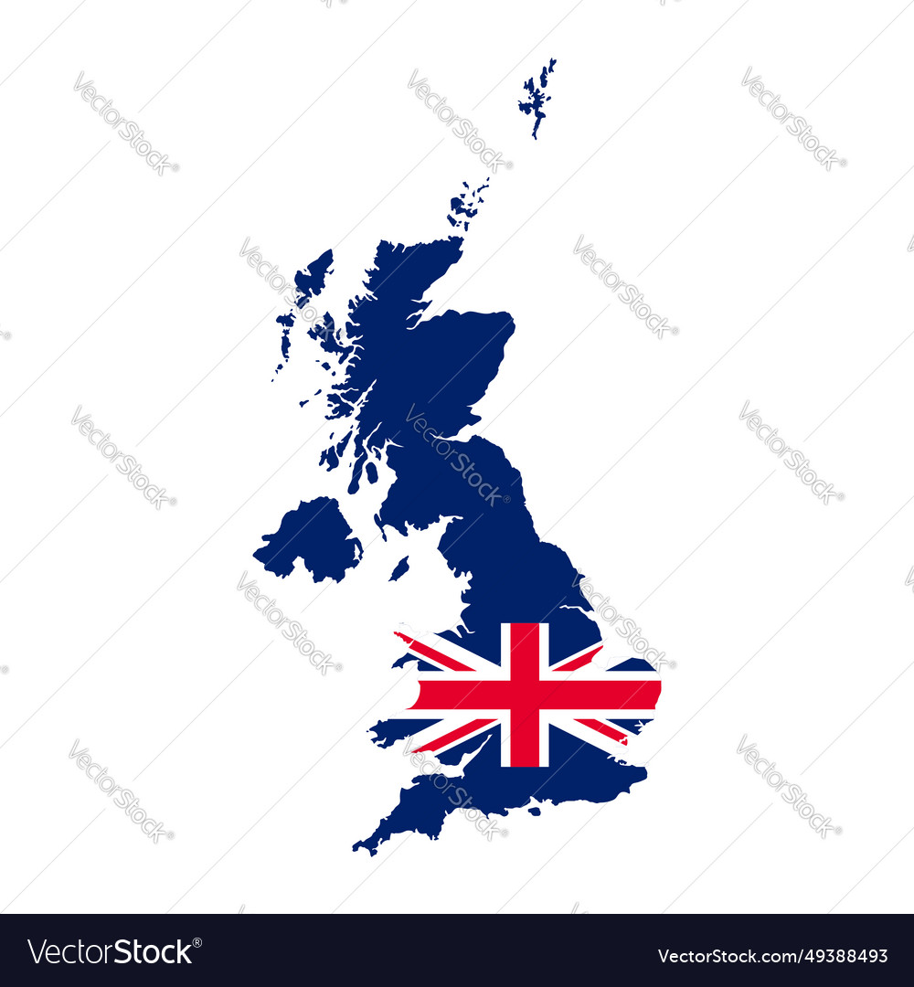 United kingdom map silhouette with flag isolated Vector Image