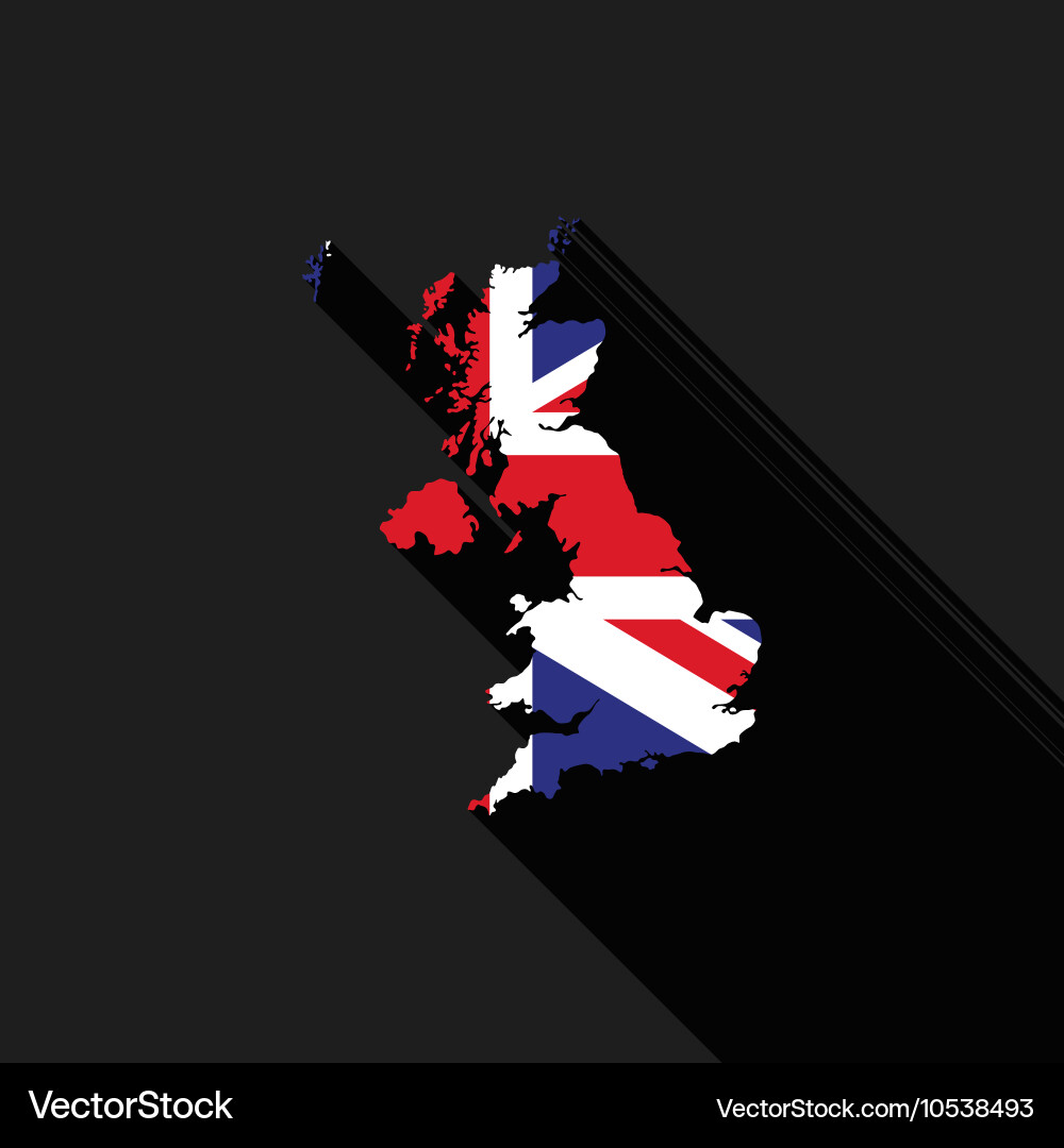 United kingdom uk flag map flat design Royalty Free Vector