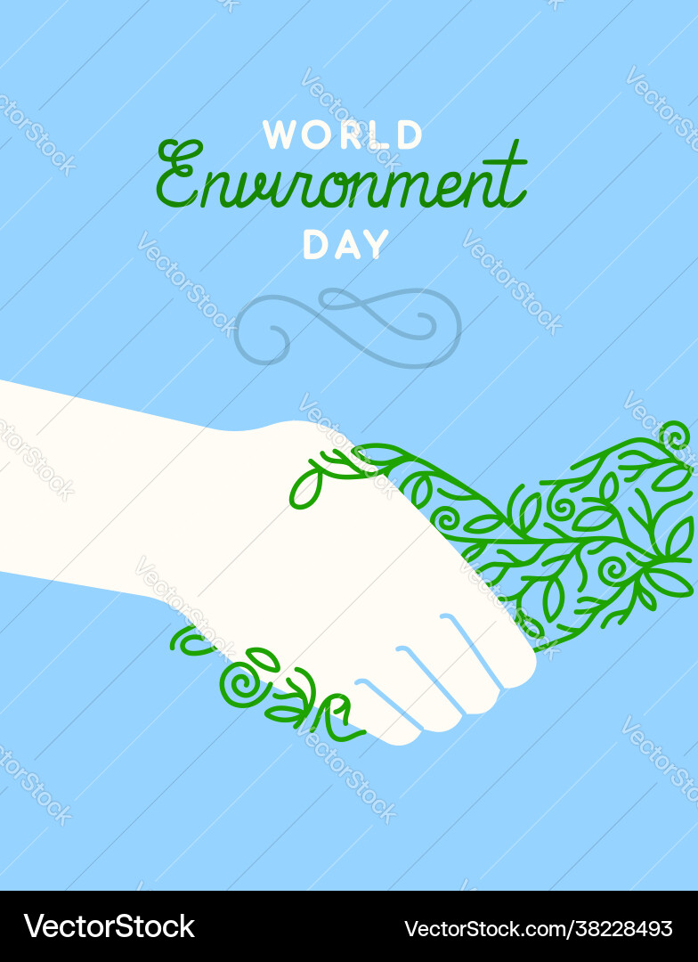 World environment day green plant hand shake Vector Image