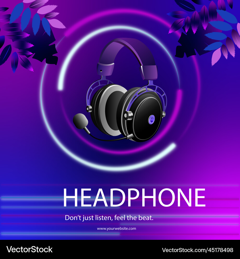 Banner design of headphone Royalty Free Vector Image