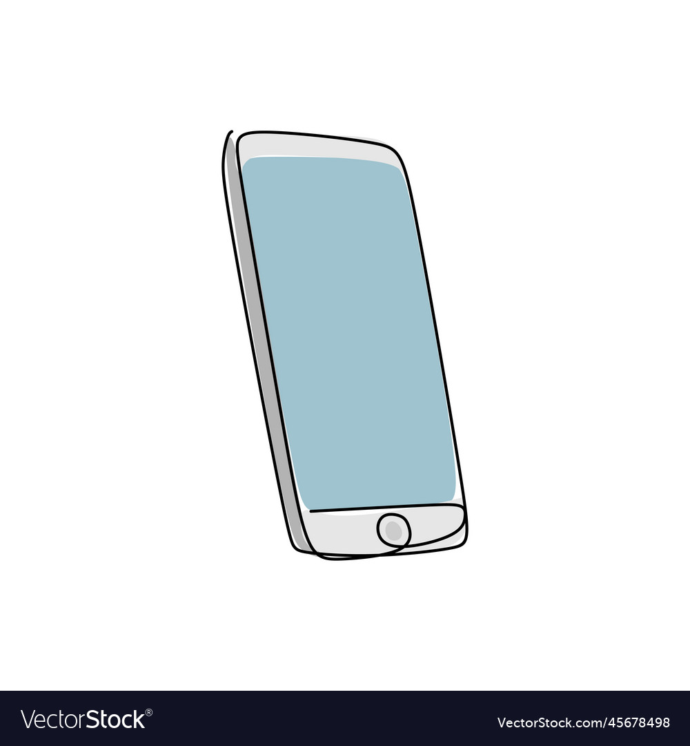 Continuous Line Drawing Of Mobile Communication Vector Image 7260
