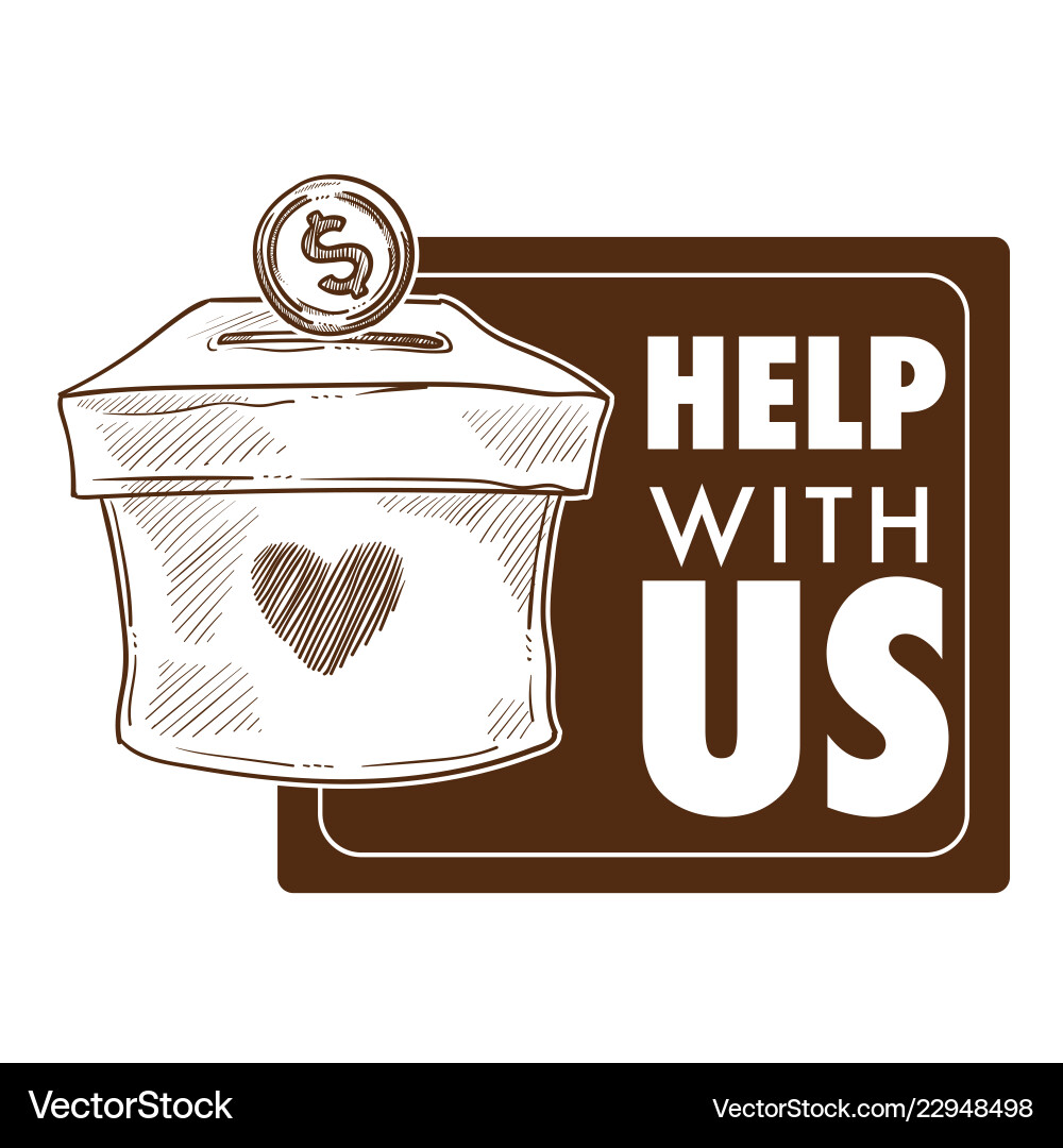 Help with us banner design for charity and Vector Image