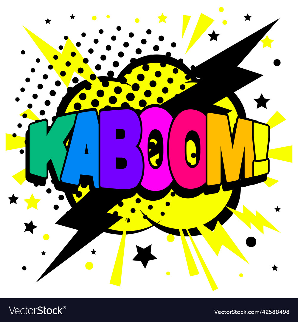 Kaboom comic rainbow text Royalty Free Vector Image
