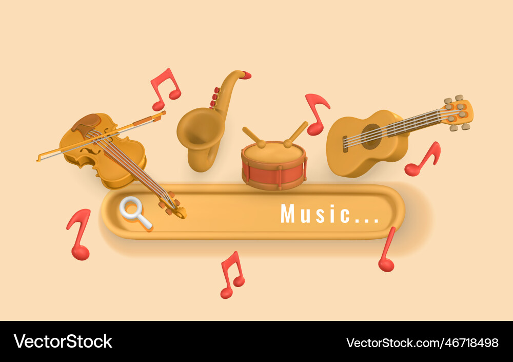 Searching for a music concept with search tab Vector Image