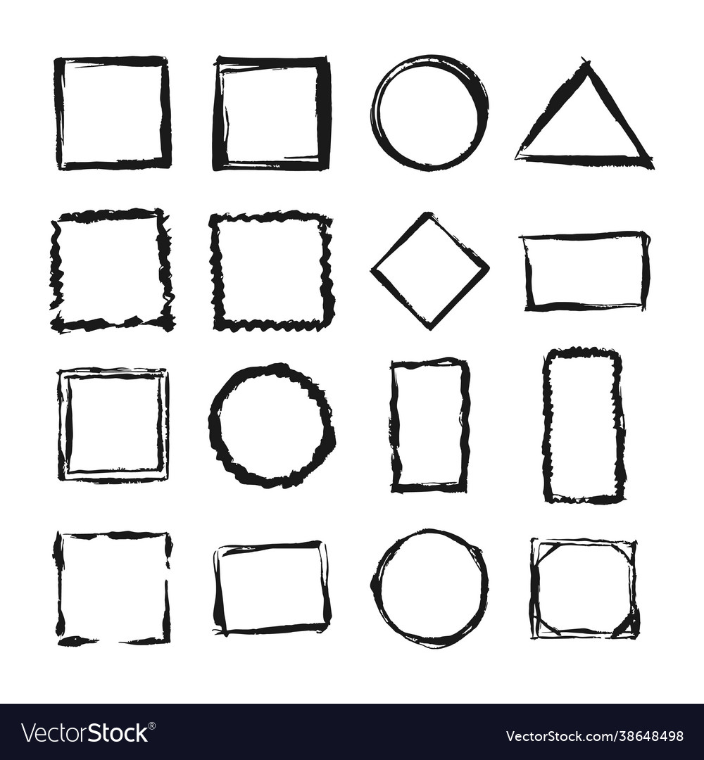 Set grunge frames empty border background hand Vector Image