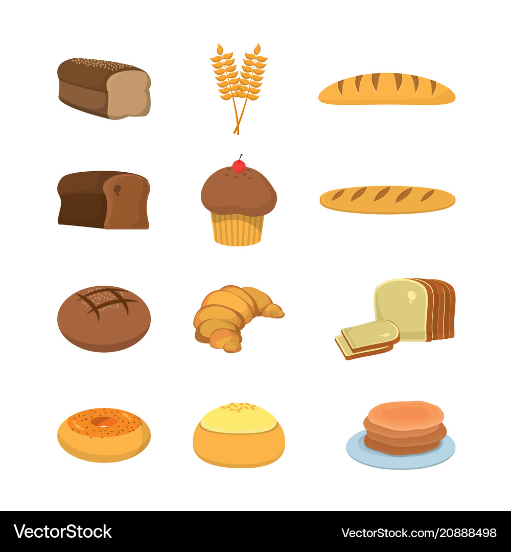 Set of bakery products Royalty Free Vector Image