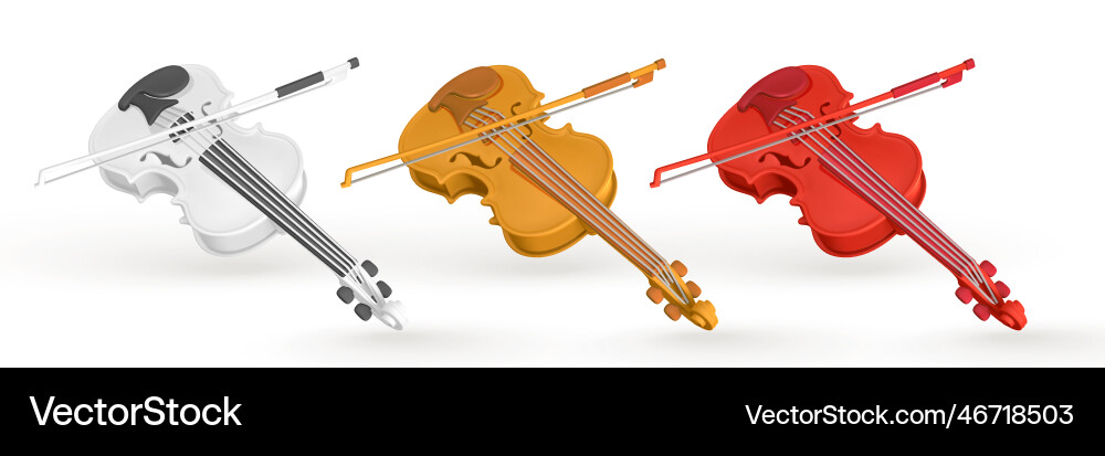 3d realistic violin for music concept design Vector Image