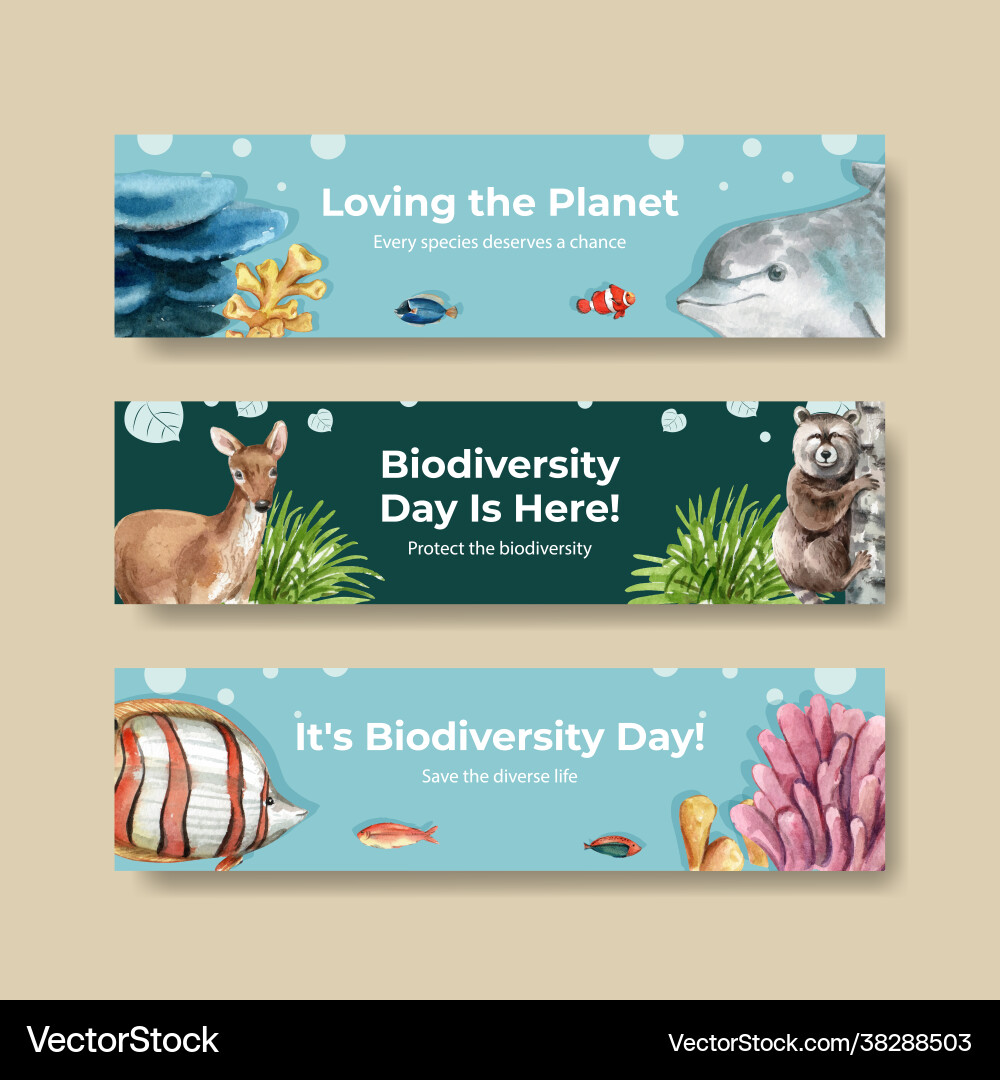 Banner template with biodiversity as natural Vector Image