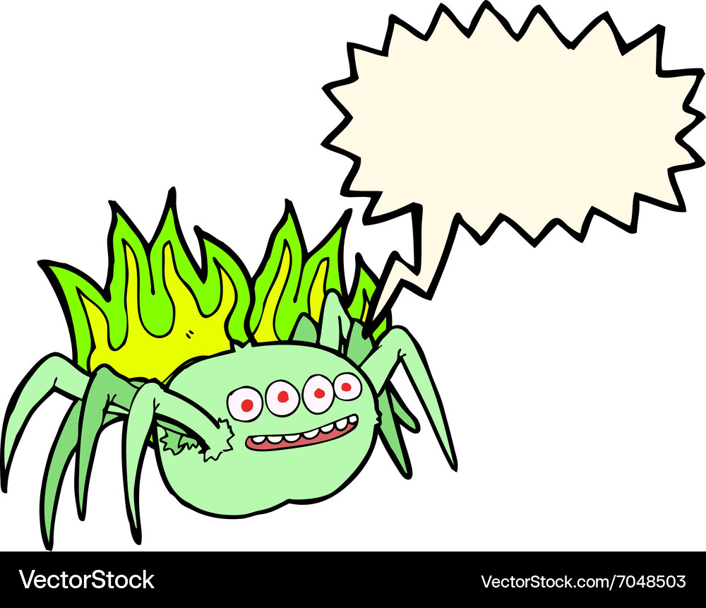 Cartoon spooky spider with speech bubble Vector Image