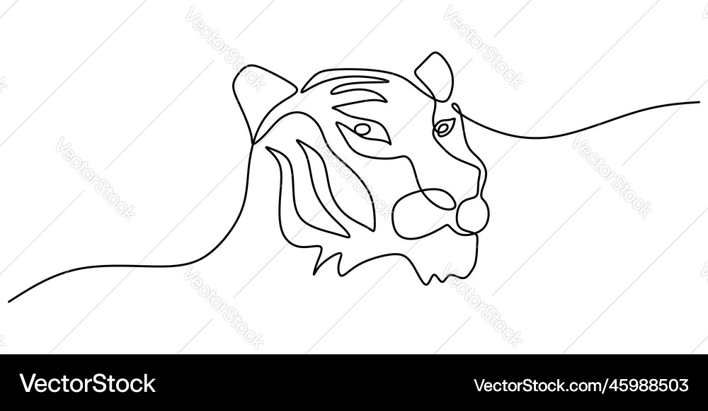 Continuous one line drawing of tiger head Vector Image