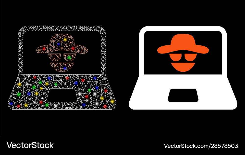 Flare mesh wire frame cyber crime icon with Vector Image