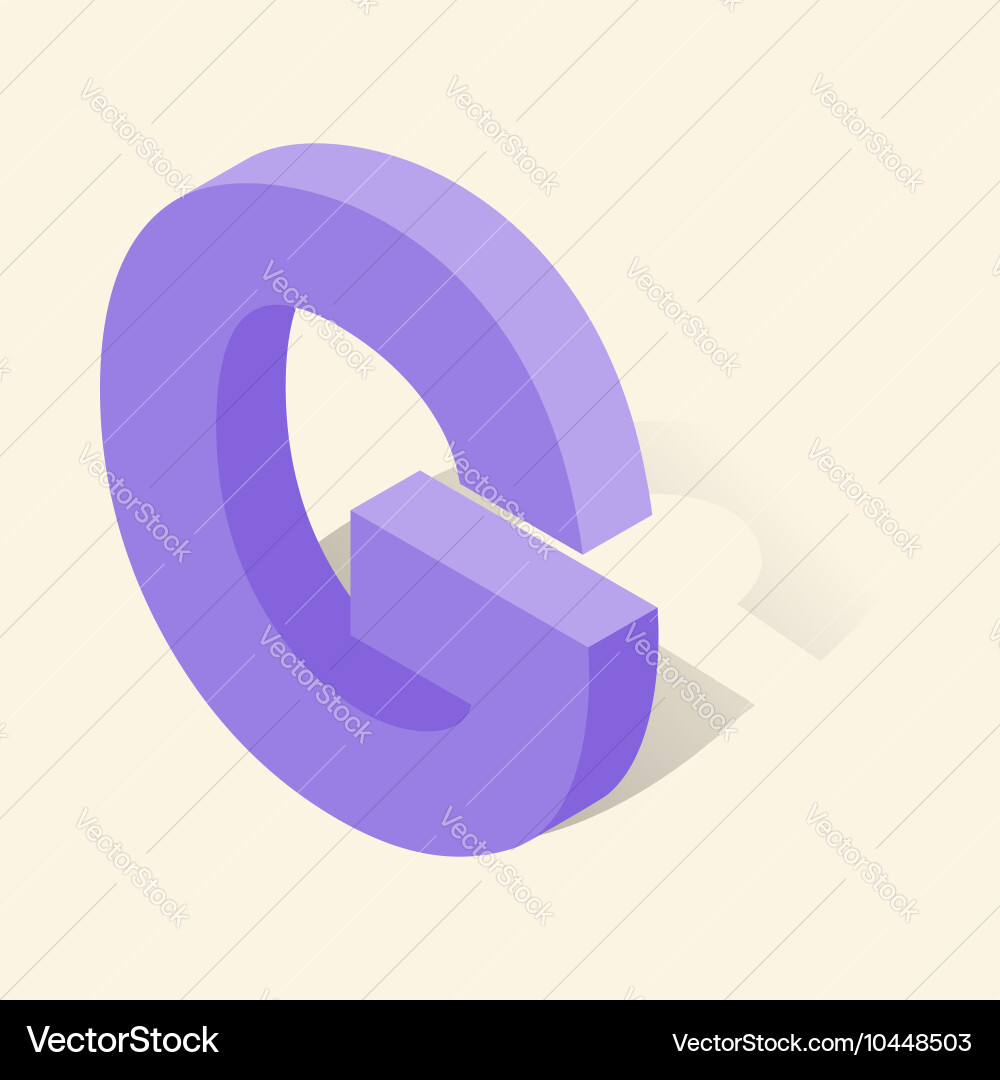 G letter in isometric 3d style with shadow Vector Image