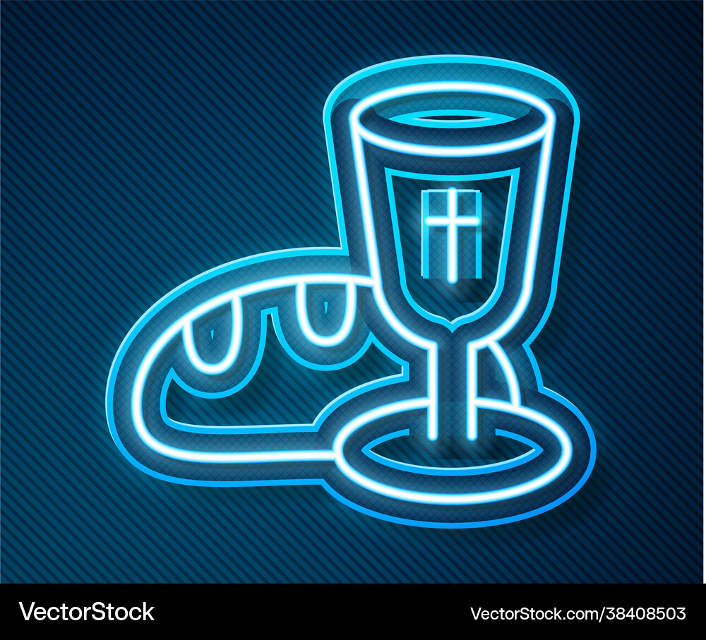 Glowing neon line goblet and bread icon isolated Vector Image
