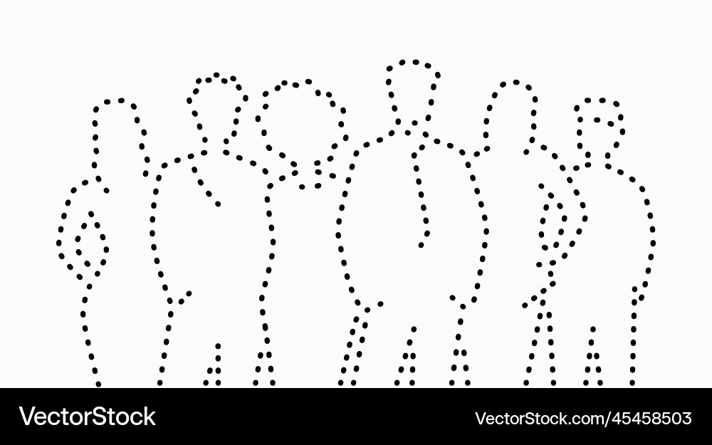 Group of people hatching outline style Royalty Free Vector