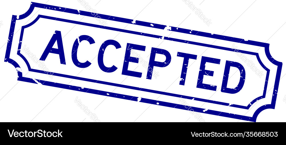 Grunge blue accepted word rubber seal stamp Vector Image