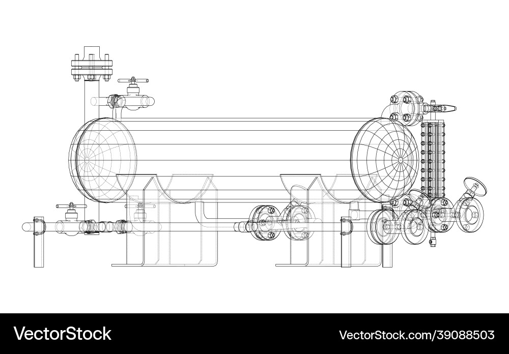 Industrial tank with valves Royalty Free Vector Image