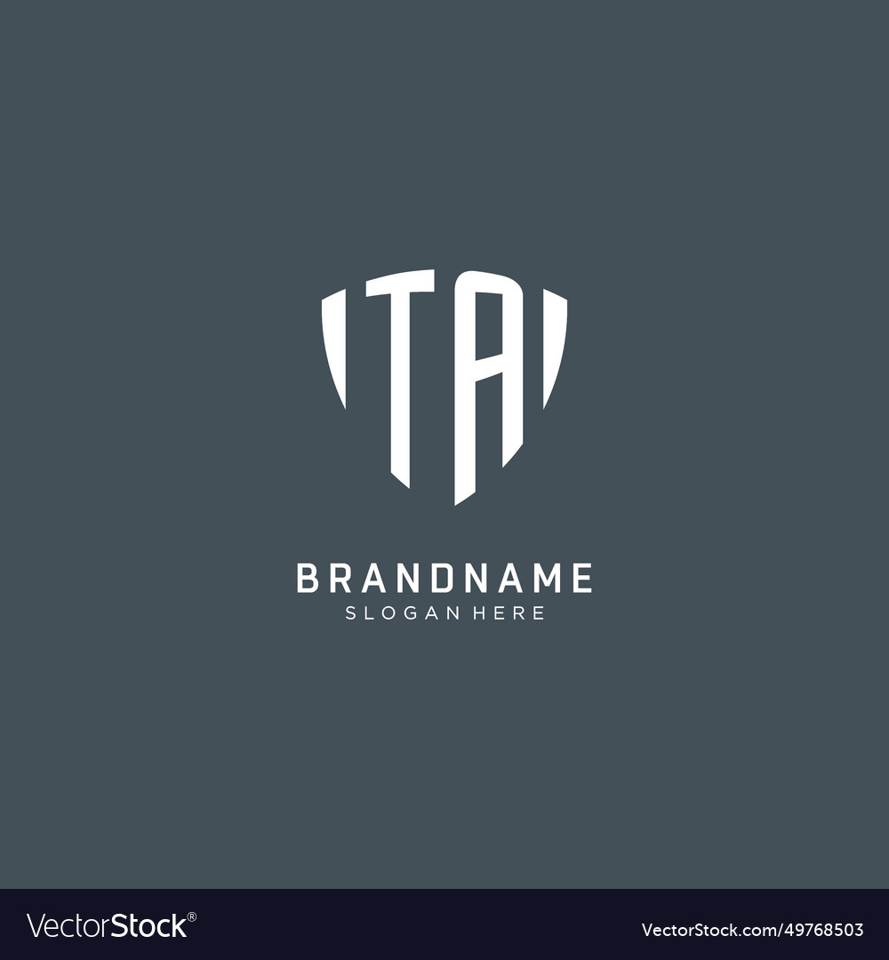 Initials ta logo shield guard shape creative Vector Image