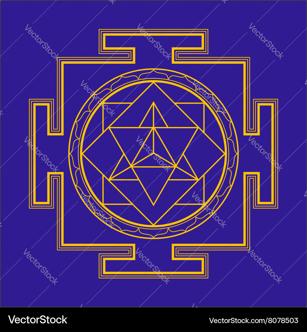 Monocrome outline merkaba yantra Royalty Free Vector Image
