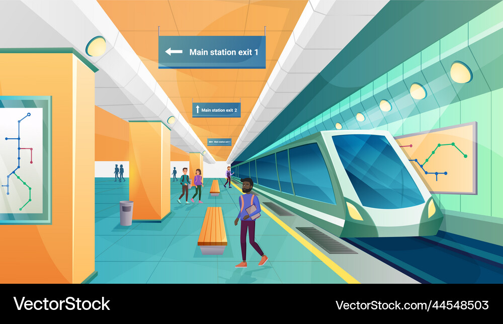 People in metro subway station Royalty Free Vector Image
