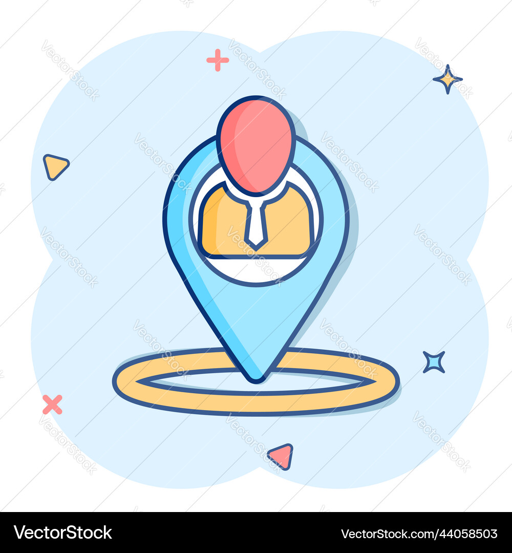 Placement icon in comic style people pin cartoon Vector Image