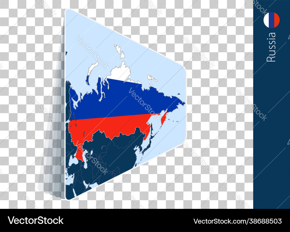 Russia map and flag on transparent background Vector Image