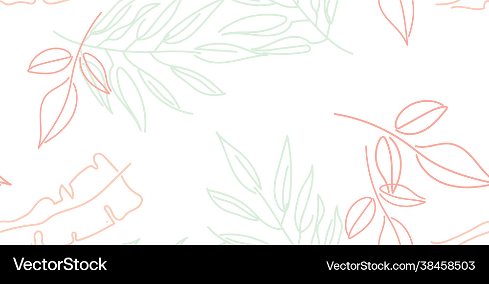 Tropical leaf modern print pastel one line drawing