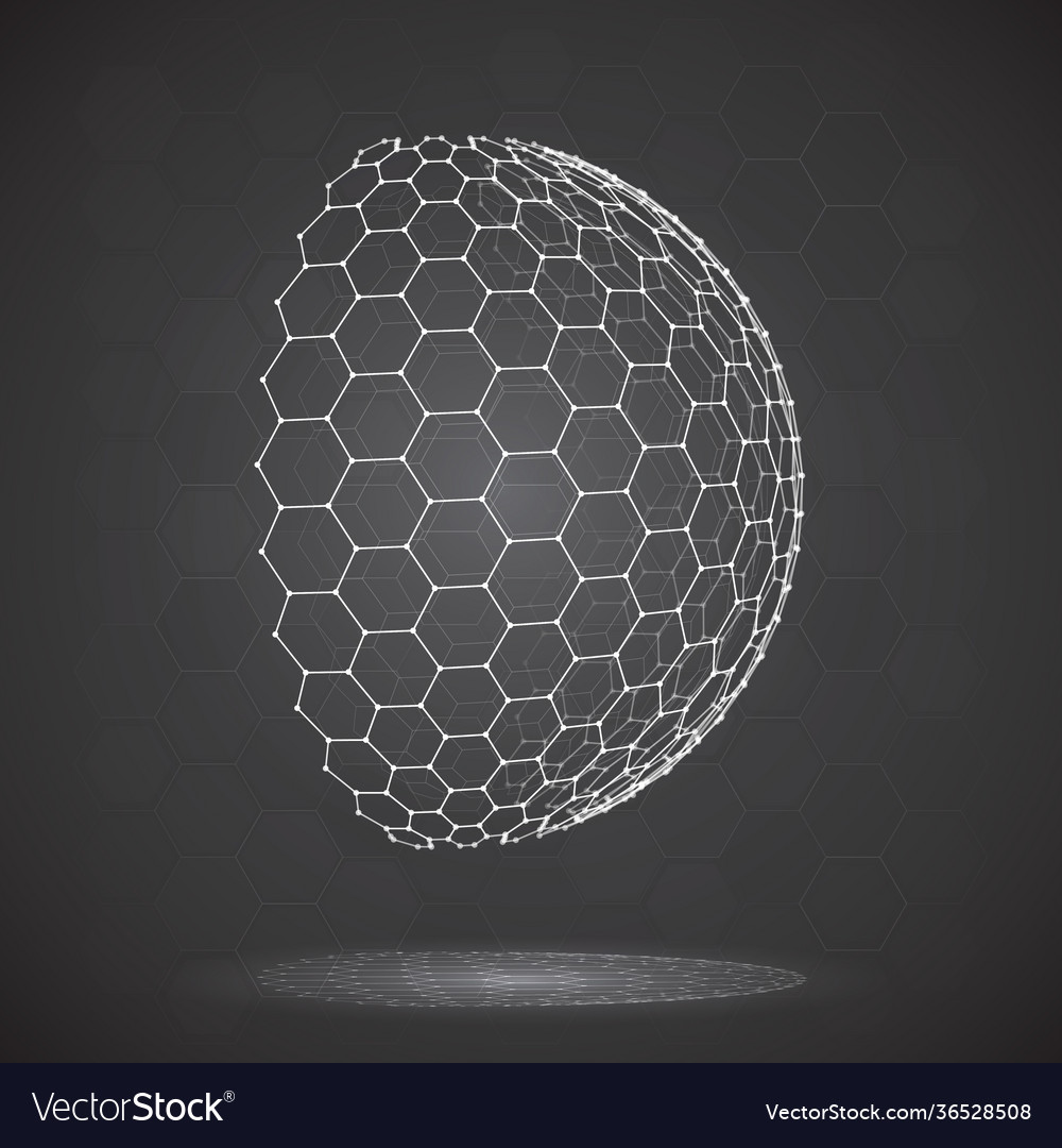 3d object from a hexagon grid with dots stylish Vector Image