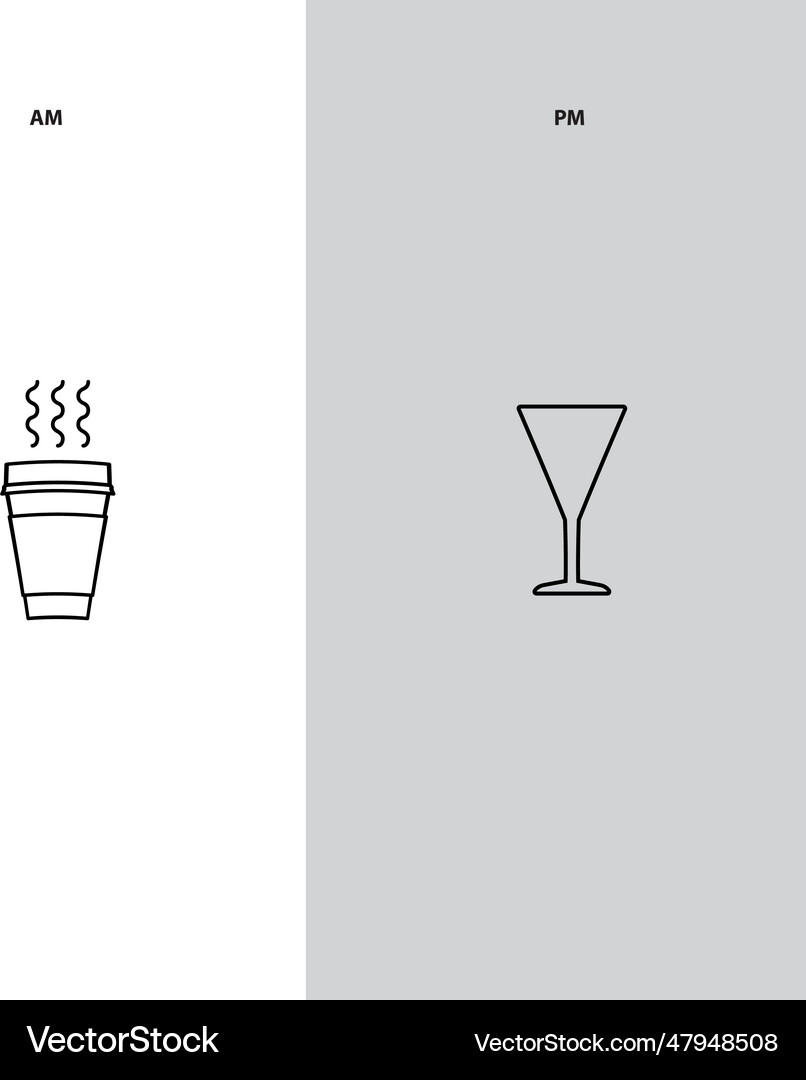 Am pm icon morning coffee time evening wine time Vector Image