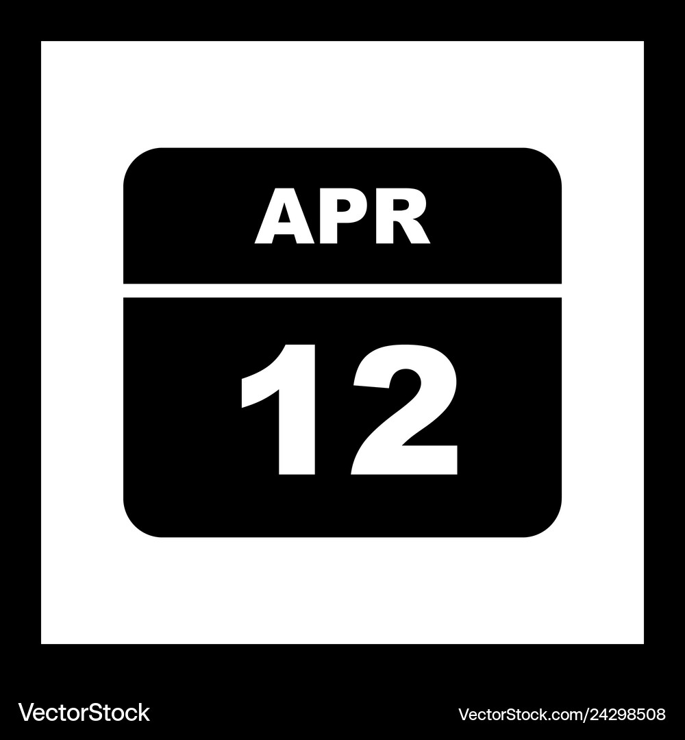April 12th date on a single day calendar Vector Image