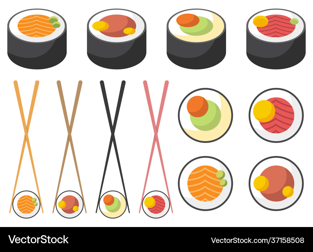 Asian sushi design isolated on white background Vector Image