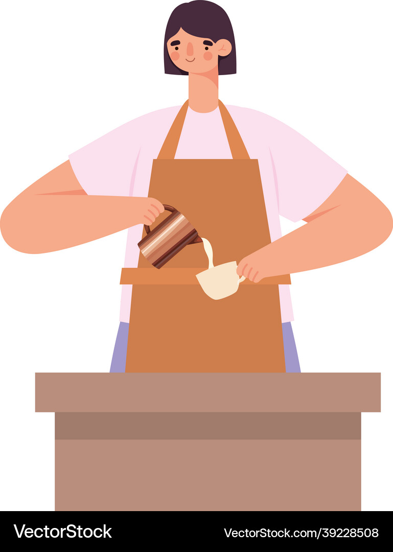 Barista girl doing coffee Royalty Free Vector Image