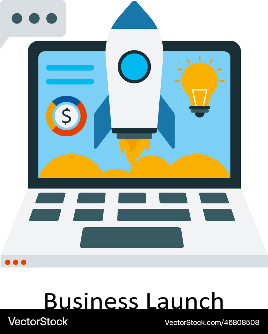 Business launch flat icons simple stock il Vector Image
