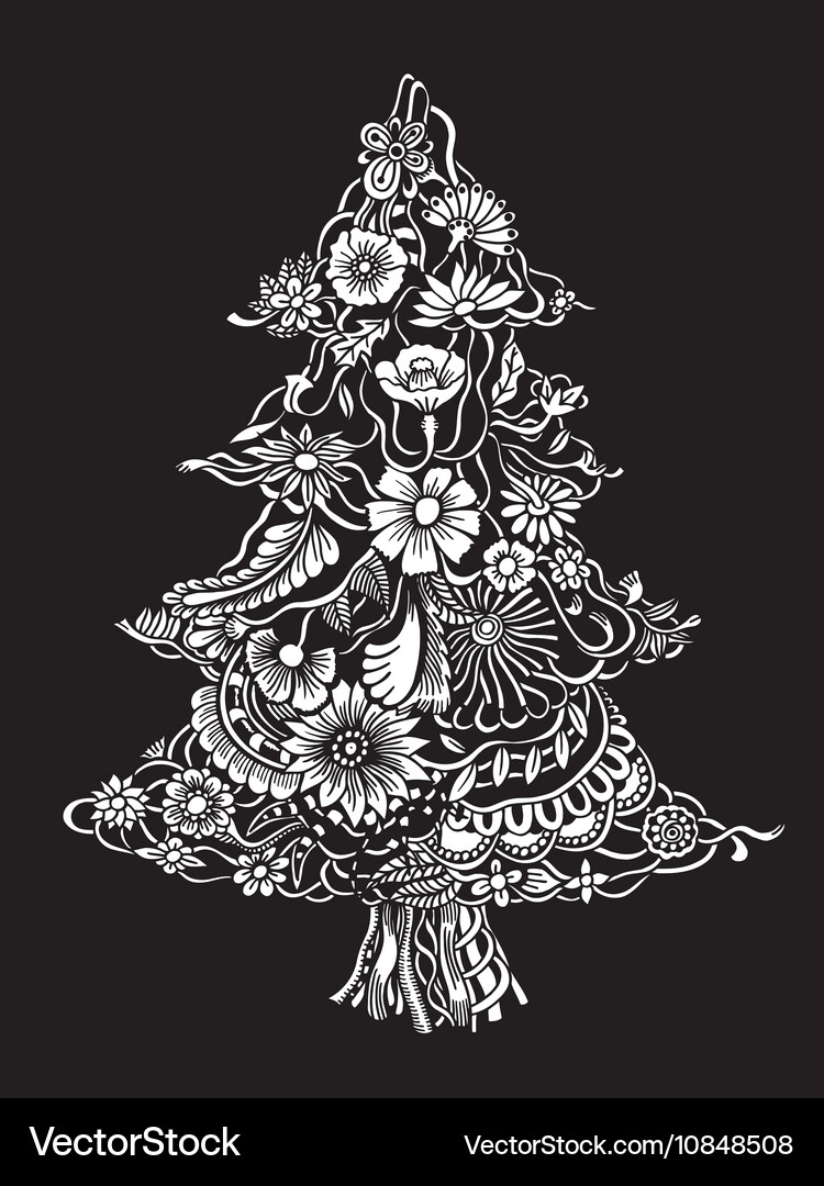 Christmas tree flowers Royalty Free Vector Image